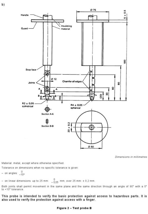 IEC61032 IEC60529 IP2X Test Probe B Test Finger - BONAD Precision ...